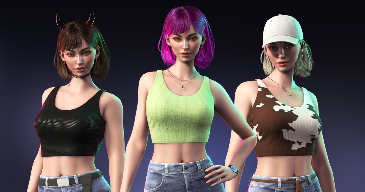 Streetwear Girl 1 - Casual Wear Girls Pack 1 | Characters | Unity Asset ...