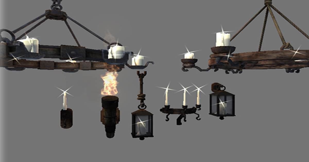 Medieval Lighting Fixtures Package | 3D Interior | Unity Asset Store