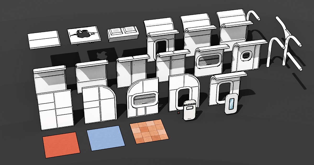 Modular Space Base - Cartoon Style | 3D Sci-Fi | Unity Asset Store
