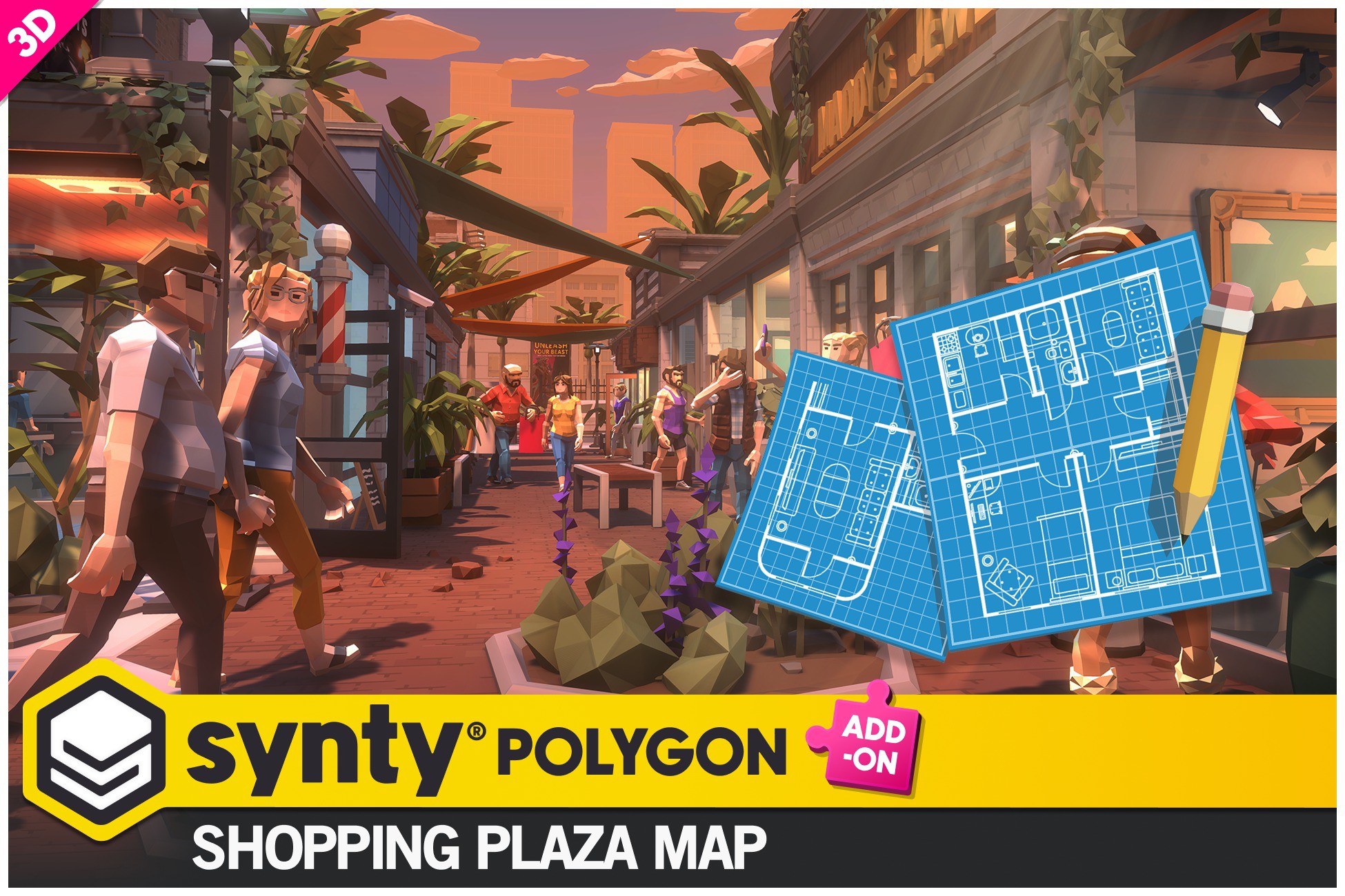 POLYGON – Shopping Plaza Map by Synty by Synty Studios