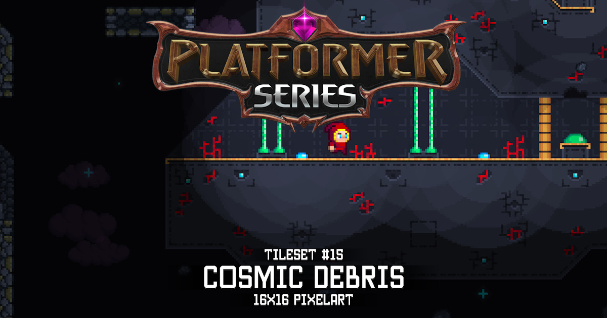2D Platformer Tileset Cosmic Debris 16x16 Pixelart | 2D Environments ...