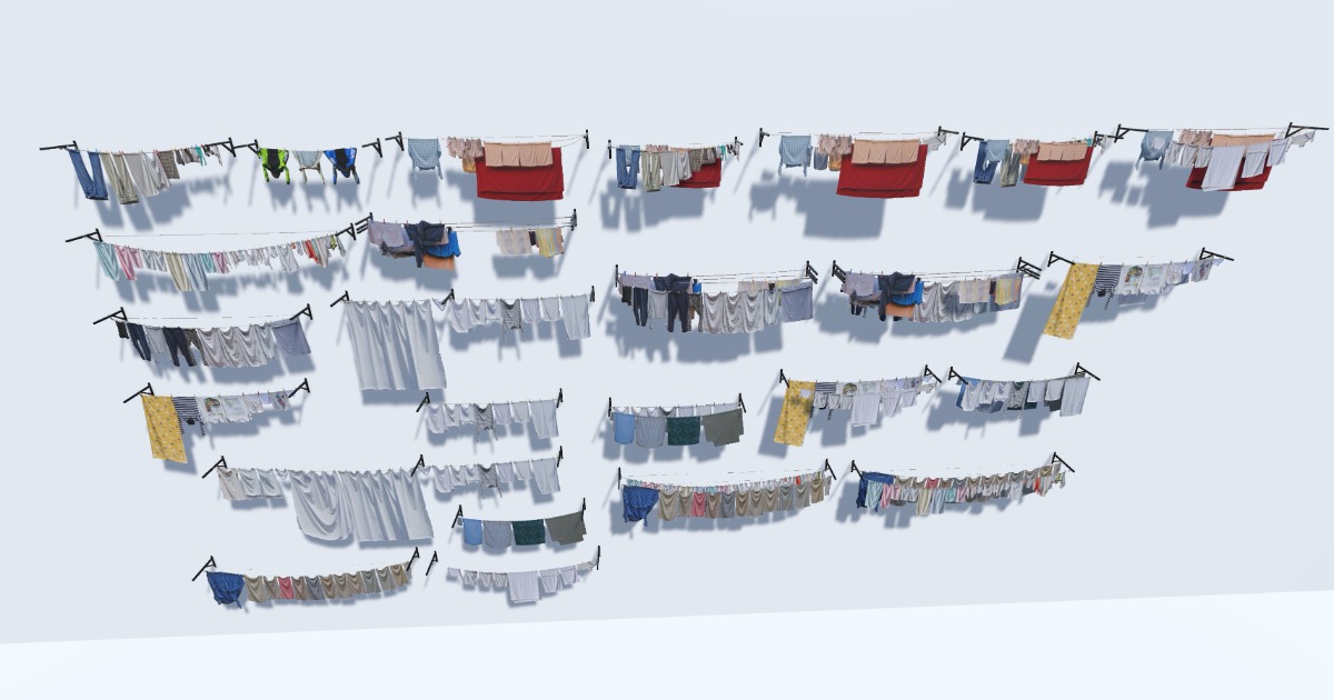 Clothes hanging on a clothesline | 3D Exterior | Unity Asset Store