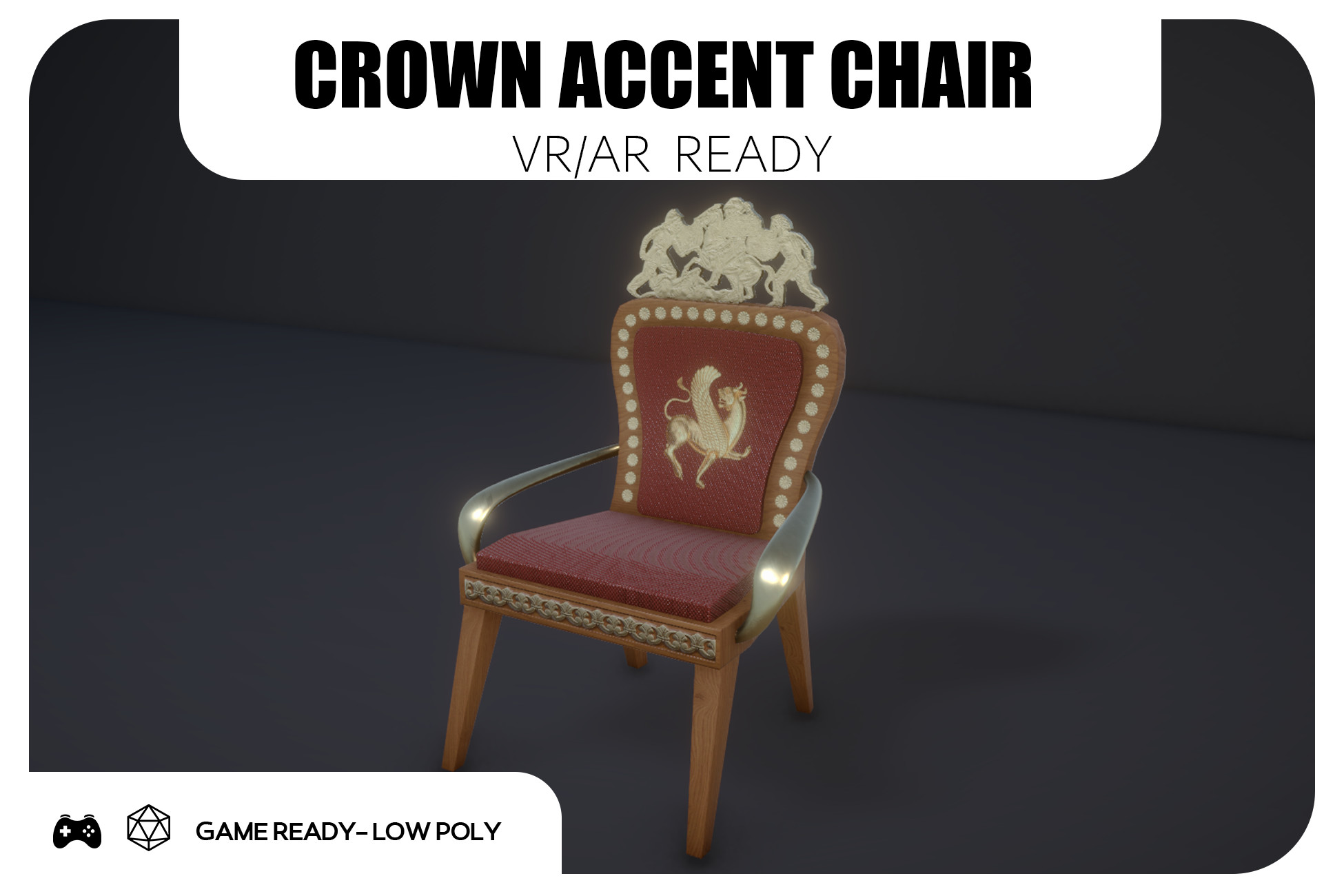 Crown Accent chair - Game Ready | 3D Furniture | Unity Asset Store
