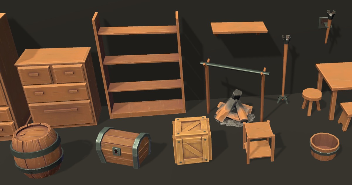 Stylized Wood Props - Topologic Team | 3D 가구 | Unity Asset Store