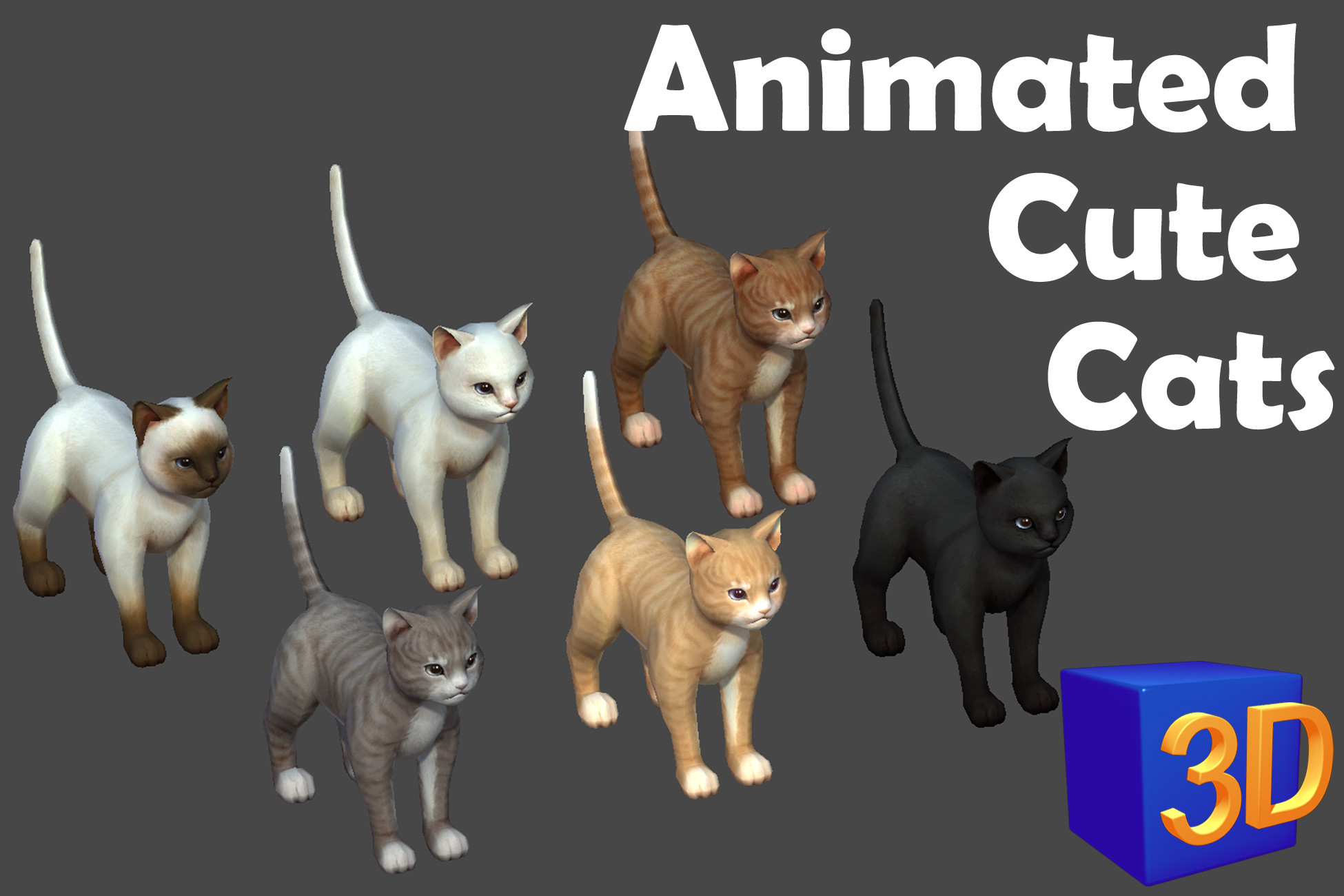 3D Animated Cute Cats | 3D 動物 | Unity Asset Store