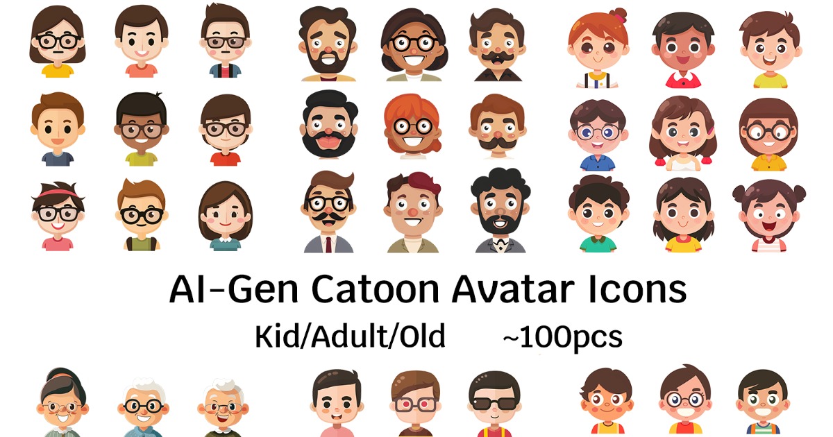 Cute Cartoon Avatar Icons | 2D Icons | Unity Asset Store