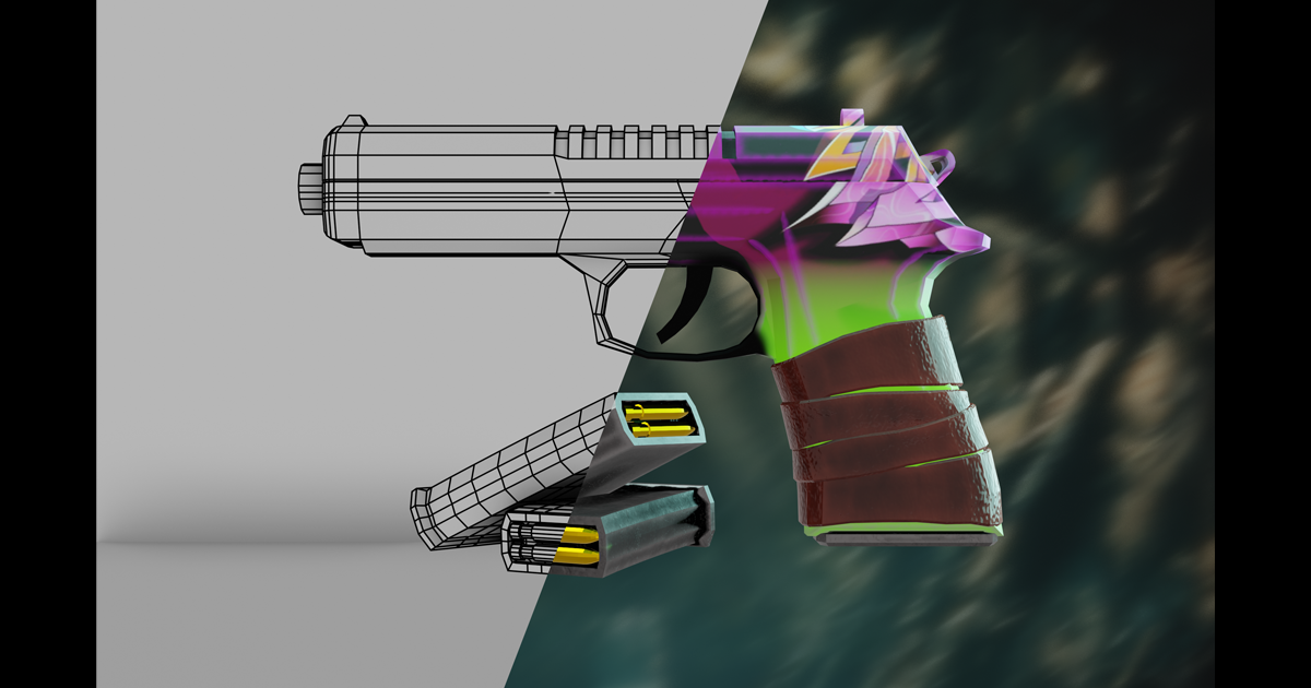 stylized Gun Low-poly 3D model | 3D Guns | Unity Asset Store