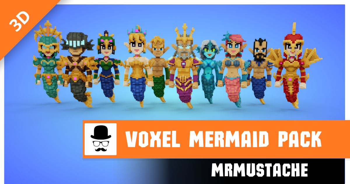 Voxel Mermaid Characters Pack | Characters | Unity Asset Store