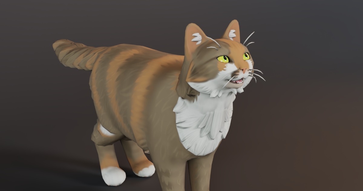 Low Poly Stylized Fluffy Cat | Characters | Unity Asset Store