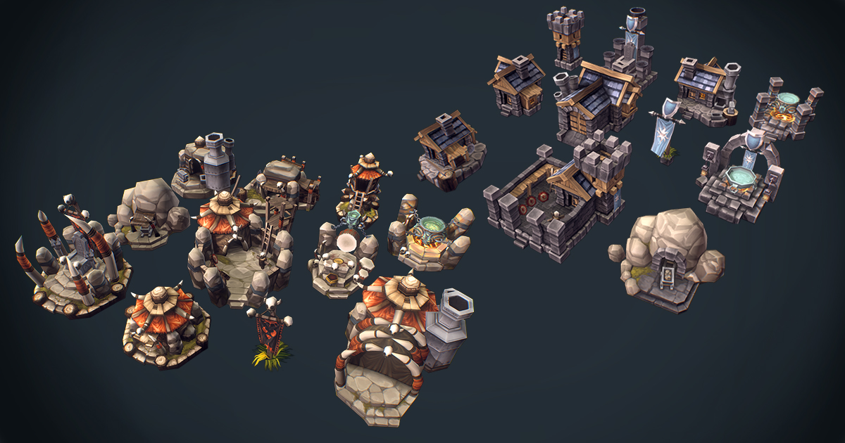 Human & Orc RTS Buildings - Hand Painted | 3D Fantasy | Unity Asset Store