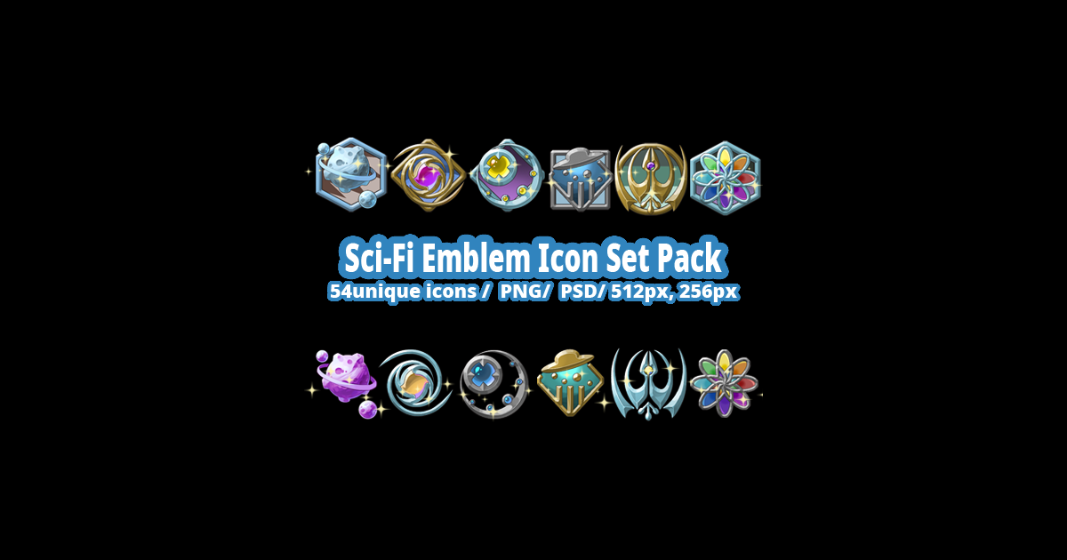 Sci-Fi Emblem Icon Set Pack | 2D Icons | Unity Asset Store