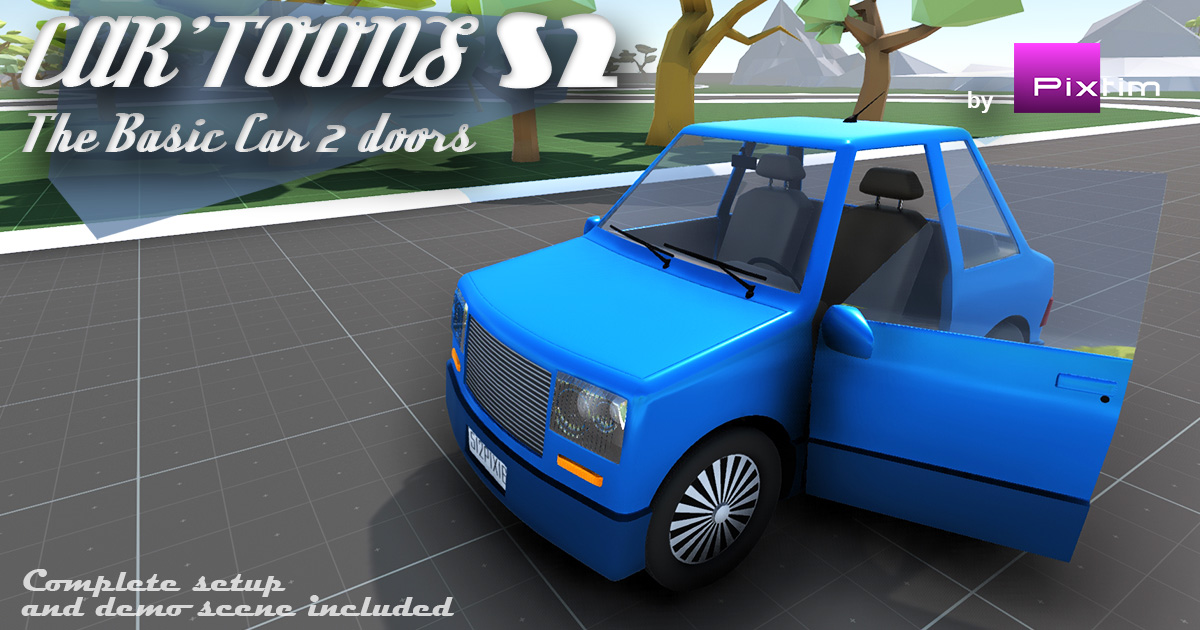 Car'Toons S2 _ Basic car 2 doors | 3D Land | Unity Asset Store