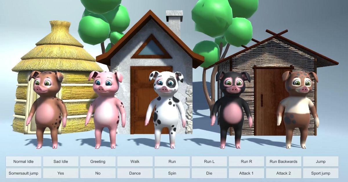 Funny 3D Pig family | 3D Animals | Unity Asset Store