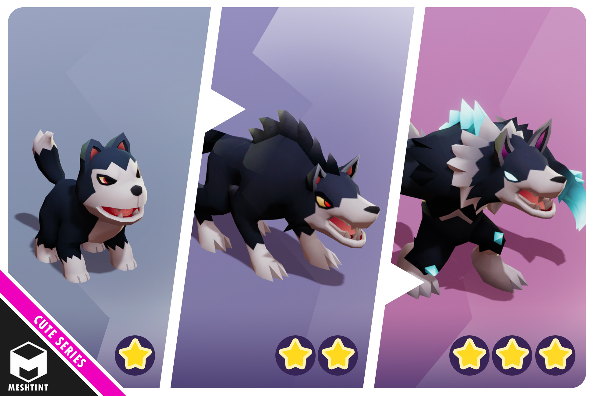 Pup Wolf Werewolf Evolution Pack Cute Series | 3D Creatures | Unity ...