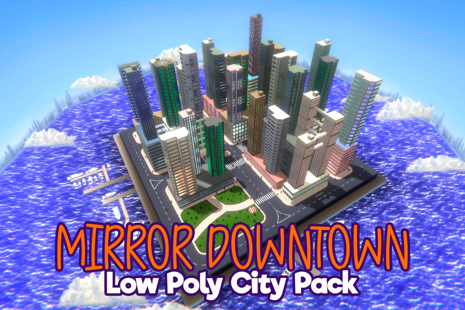 MIRROR DOWNTOWN | Low Poly City Pack | 3D 도시 | Unity Asset Store