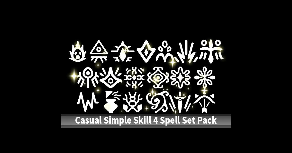 Casual Simple Skill 4 Spell Set Pack | 2D Icons | Unity Asset Store