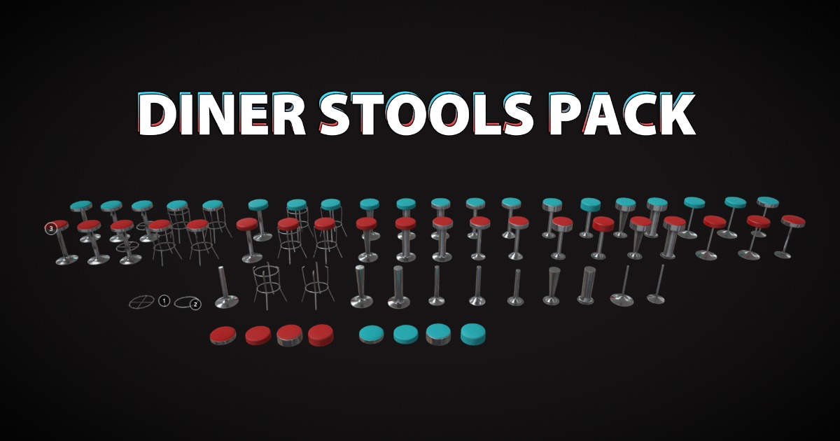 Diner Stools V3 | 3D Props | Unity Asset Store