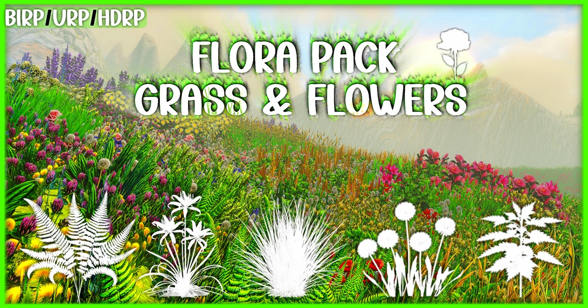 Flora Grass & Flowers Terrain Detail Vegetation Green Pack | 3D ...