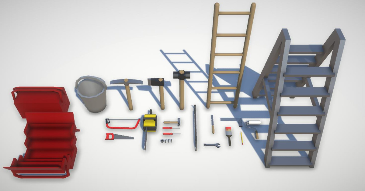 Low poly construction tools | 25 low poly models | 3D Tools | Unity ...