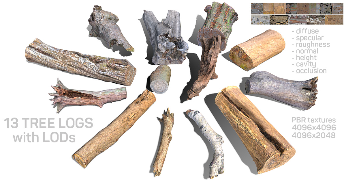 13 Photorealistic Logs | 3D Trees | Unity Asset Store