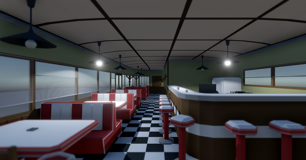 Lowpoly Modular Retro Diner Pack | 3D Furniture | Unity Asset Store