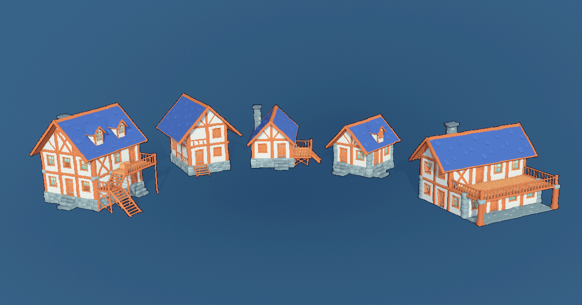 Modular Toon Village Houses | 3D Historic | Unity Asset Store
