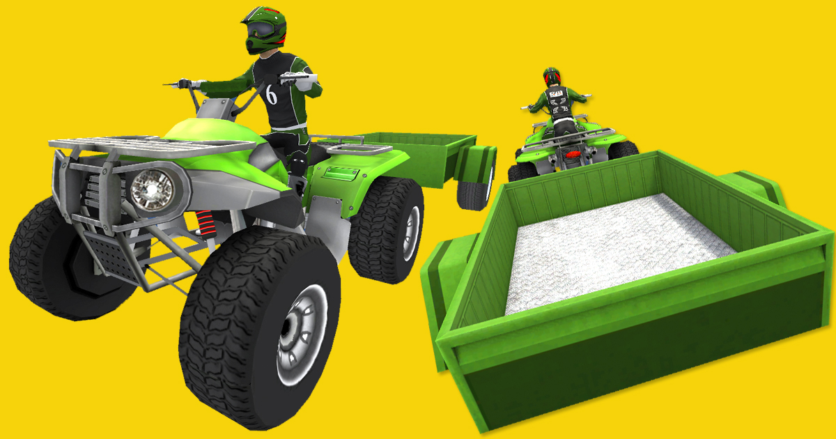 Low Poly Quad Bike With Trailer & Rider - 6 | 3D 지상 | Unity Asset Store
