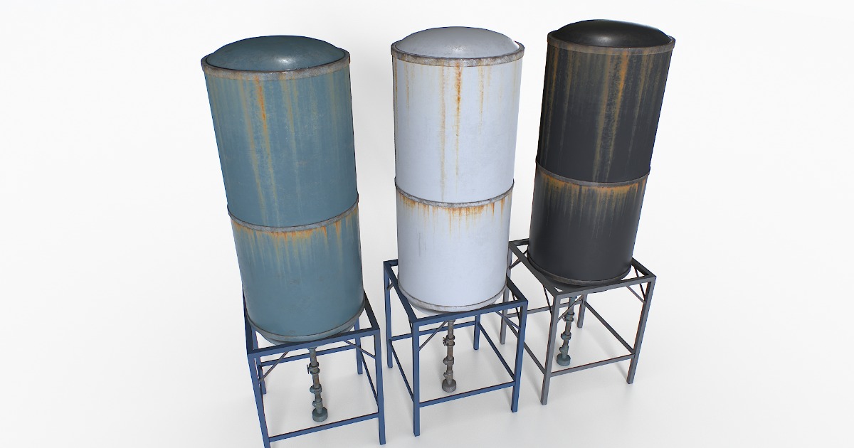 Old and Rusty Water Tanks 3 | 3D Industrial | Unity Asset Store