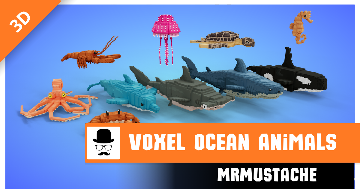 Voxel Ocean Animals Pack | キャラクター | Unity Asset Store