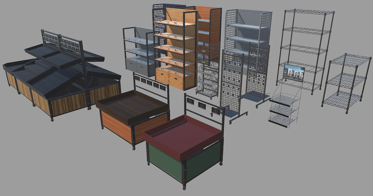 Supermarket / Store Shelves ( PBR Materials ) | 3D Interior | Unity ...