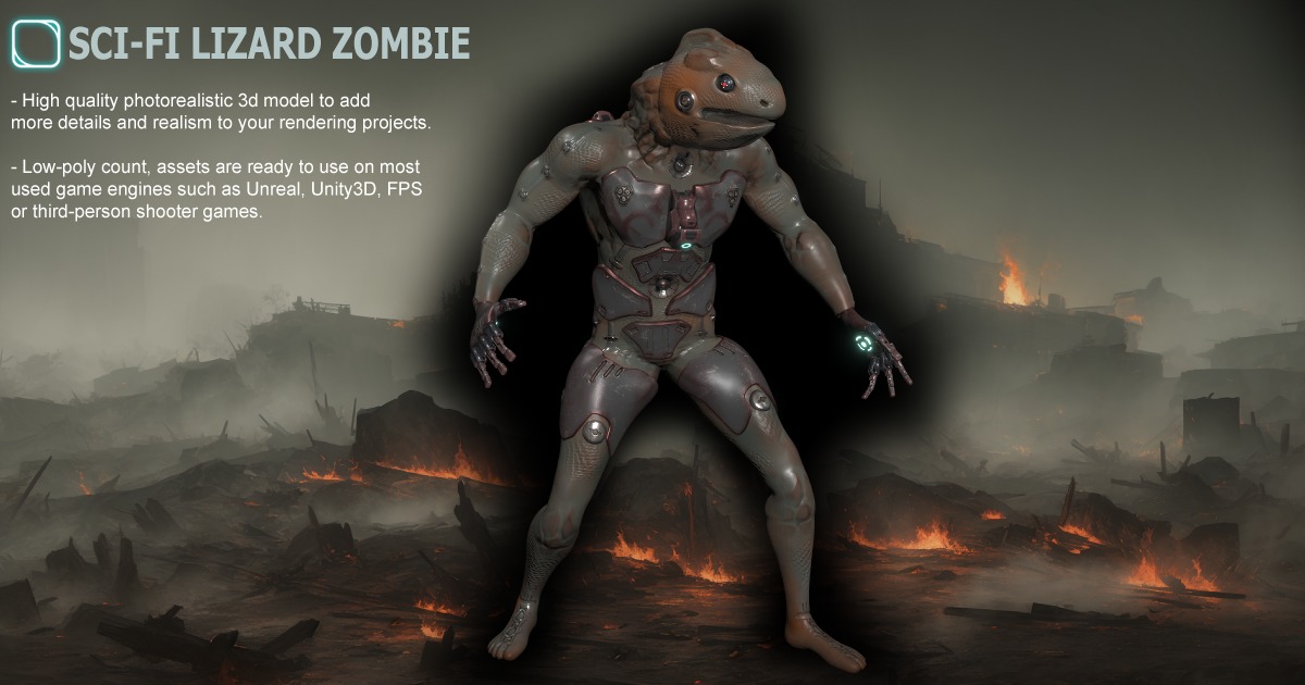 Sci-Fi Lizard Zombie | 3D Creatures | Unity Asset Store