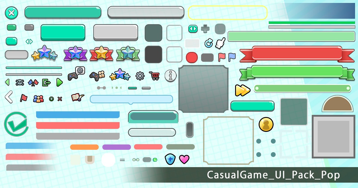 CasualGame_UI_Pack_Pop | 2D GUI | Unity Asset Store