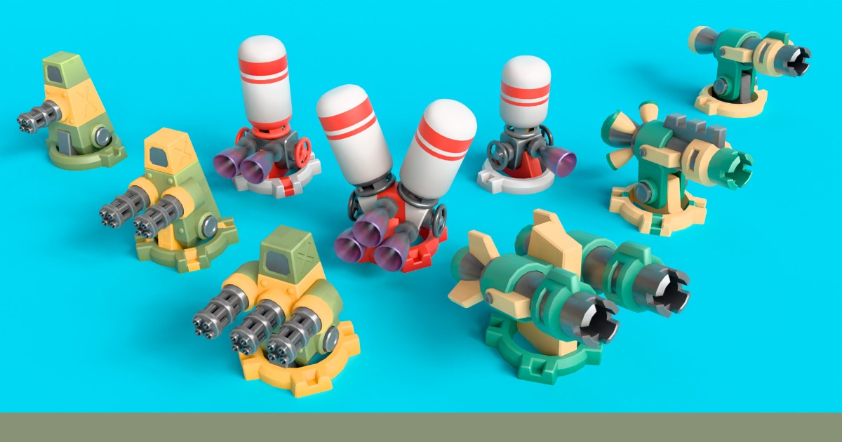 Battle Forge - Stylized Turrets Pack | 3D Props | Unity Asset Store