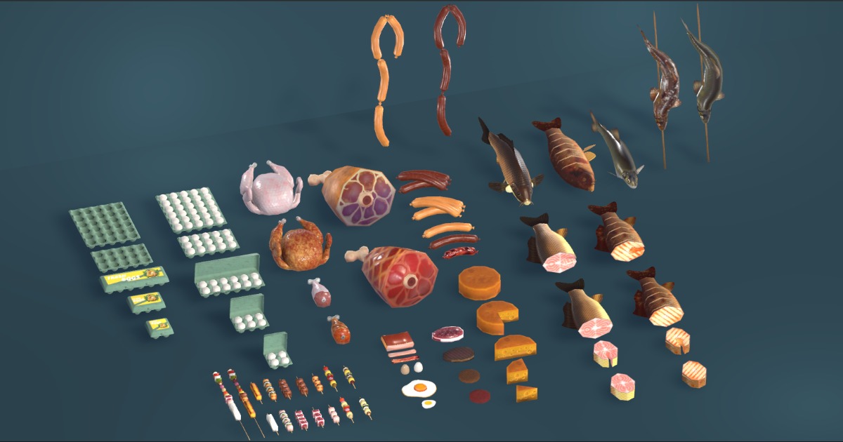 Farm and food: Meats | 3D Food | Unity Asset Store