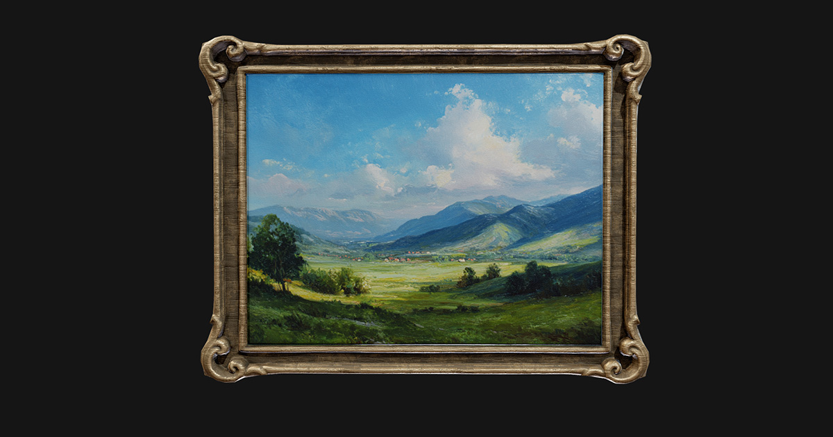 Landscape Painting Frame Game-Ready 3D Model | 3D Props | Unity Asset Store