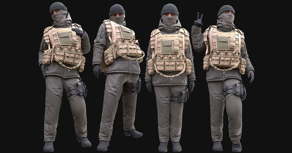 Woman in Winter Military Outfit - Rigged | 3D Characters | Unity Asset ...