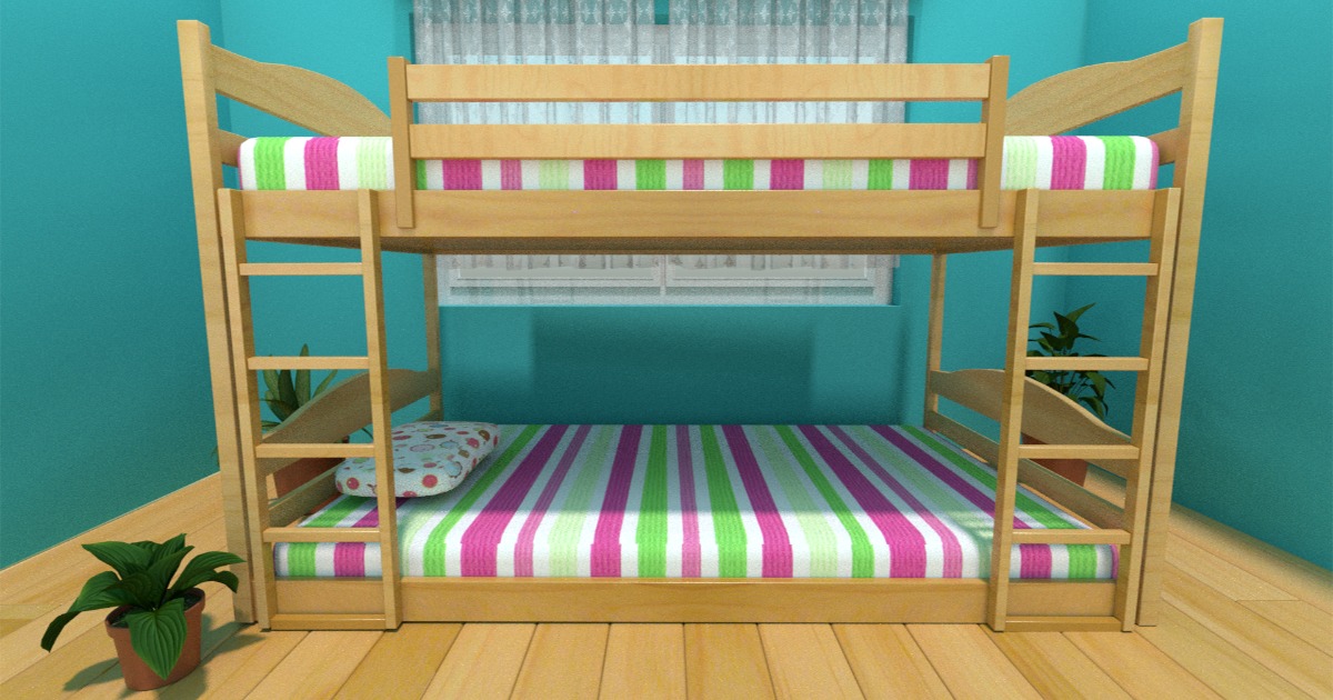 Low Poly double wooden bed | 3D Furniture | Unity Asset Store