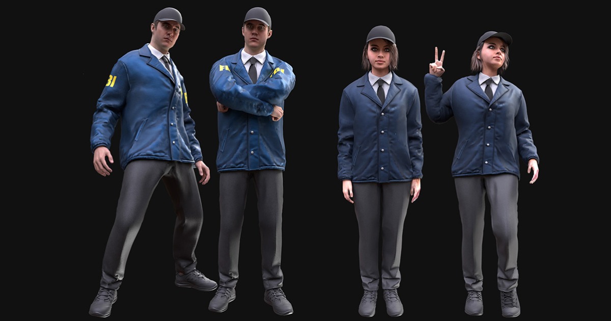 Collection 23 - Man/Woman in Agent Outfit - Rigged | 3D Characters | Unity Asset Store