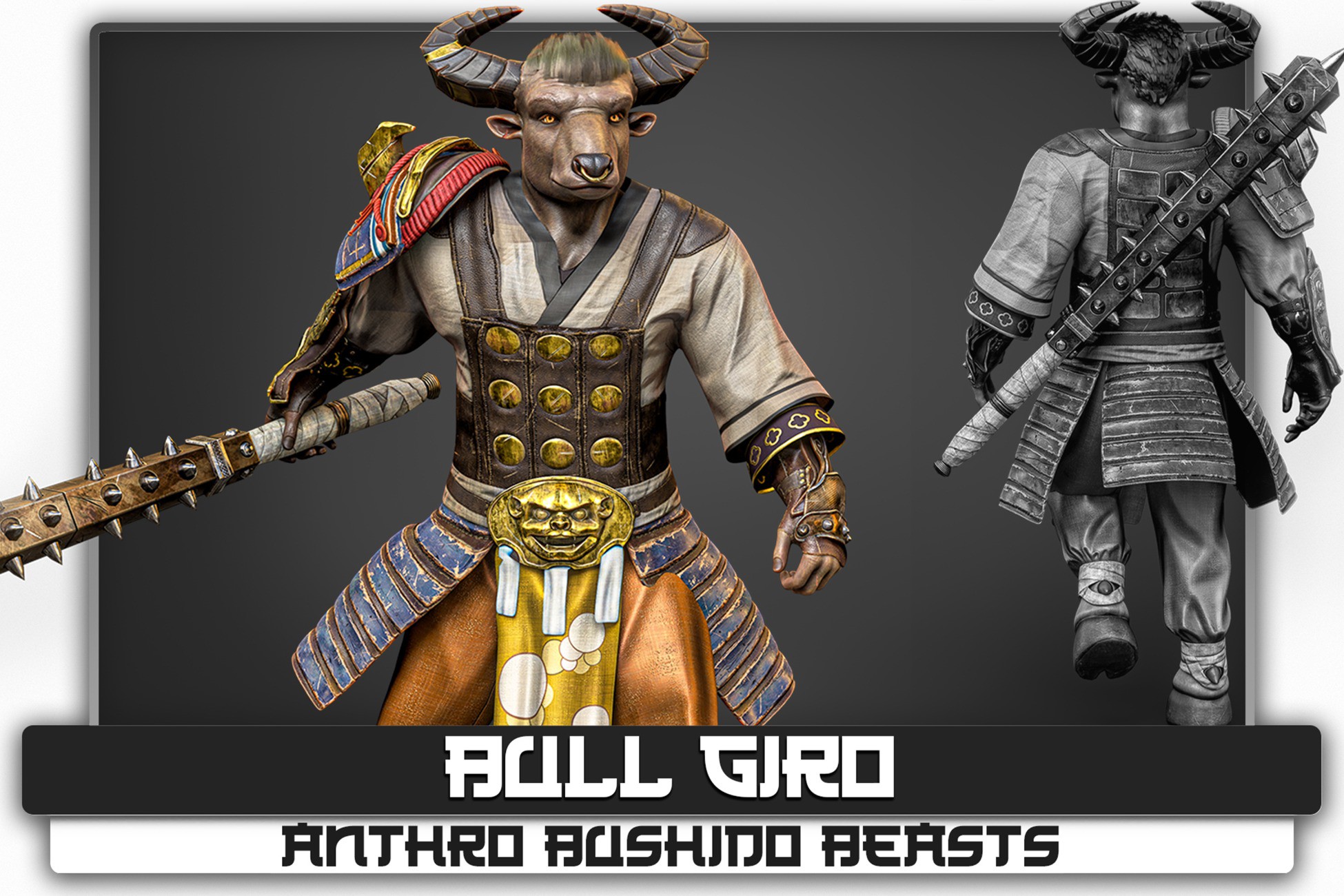 Bull Giro - Anthro Bushido Beasts - Animation Macuahuitl Realistic ...