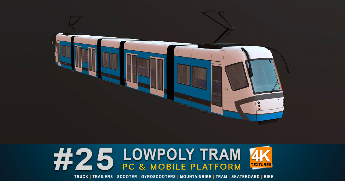 Low Poly Tram #25 | 3D Land | Unity Asset Store