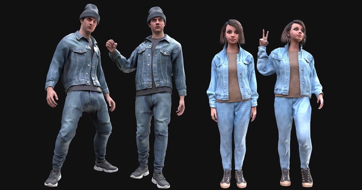 Collection 35 - Man/Woman in Casual Outfit - Rigged | 3D Characters ...