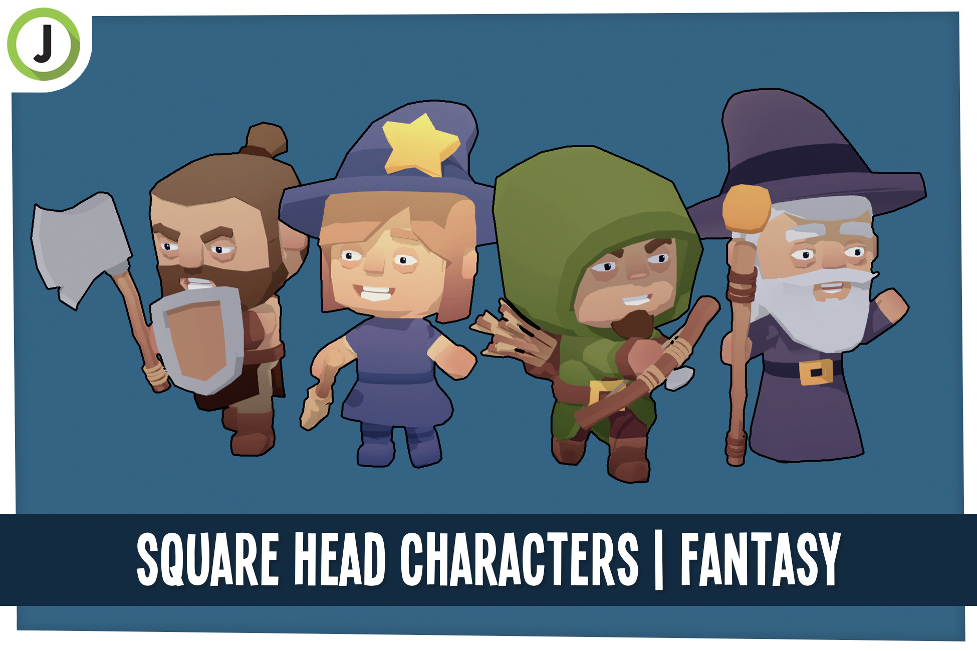 Square Head Characters | Fantasy | 3D Characters | Unity Asset Store
