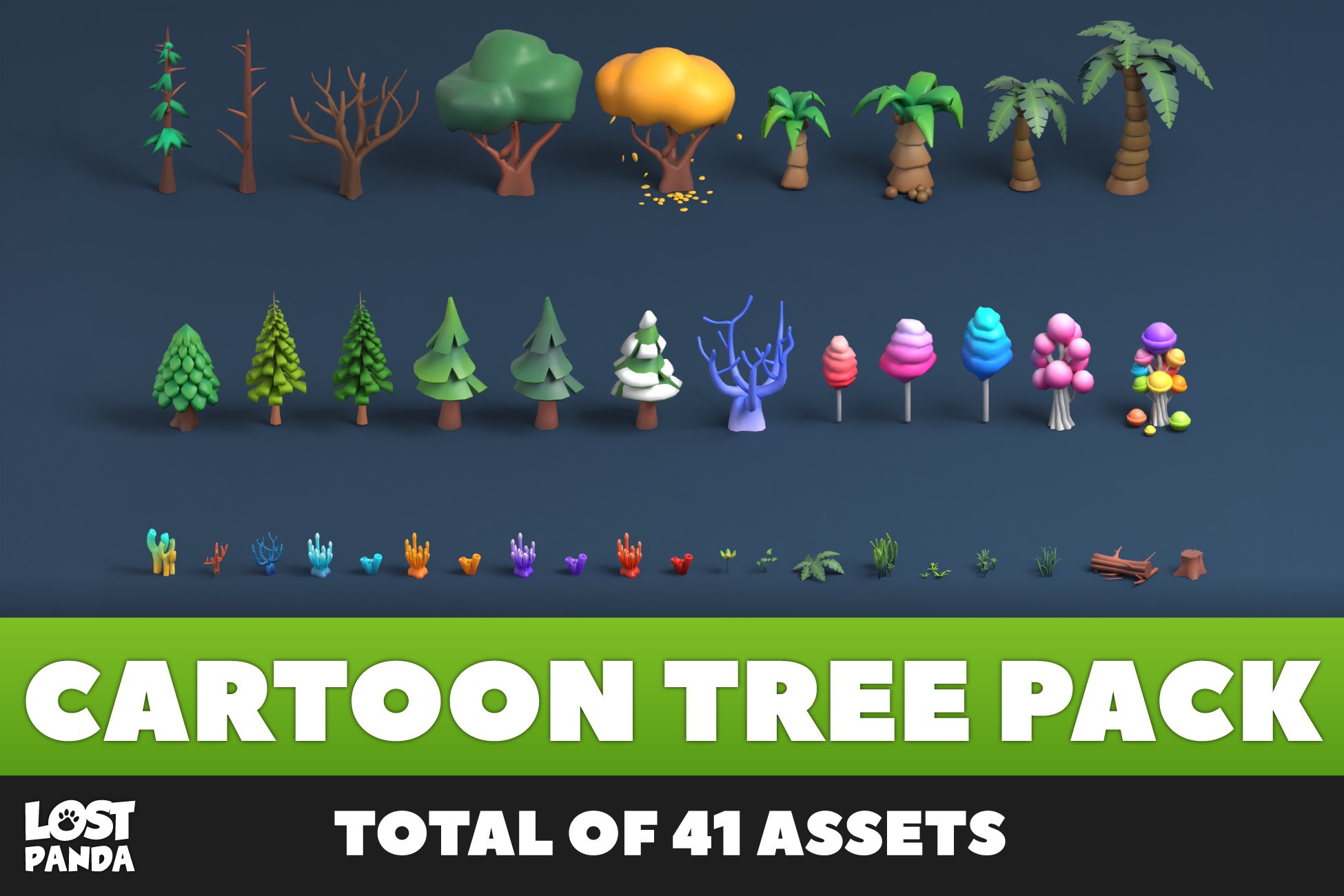 Low Poly Cartoon Tree Pack - 3D | 3D Trees | Unity Asset Store