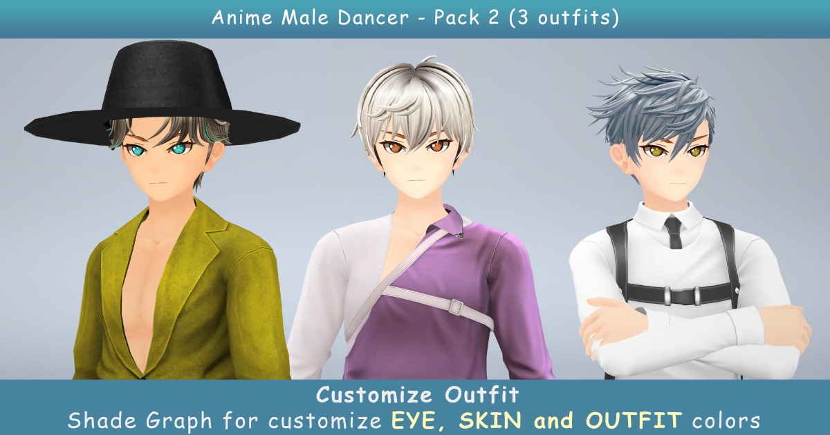 Anime Male Dancer - Pack 2 (3 outfits) | Characters | Unity Asset Store
