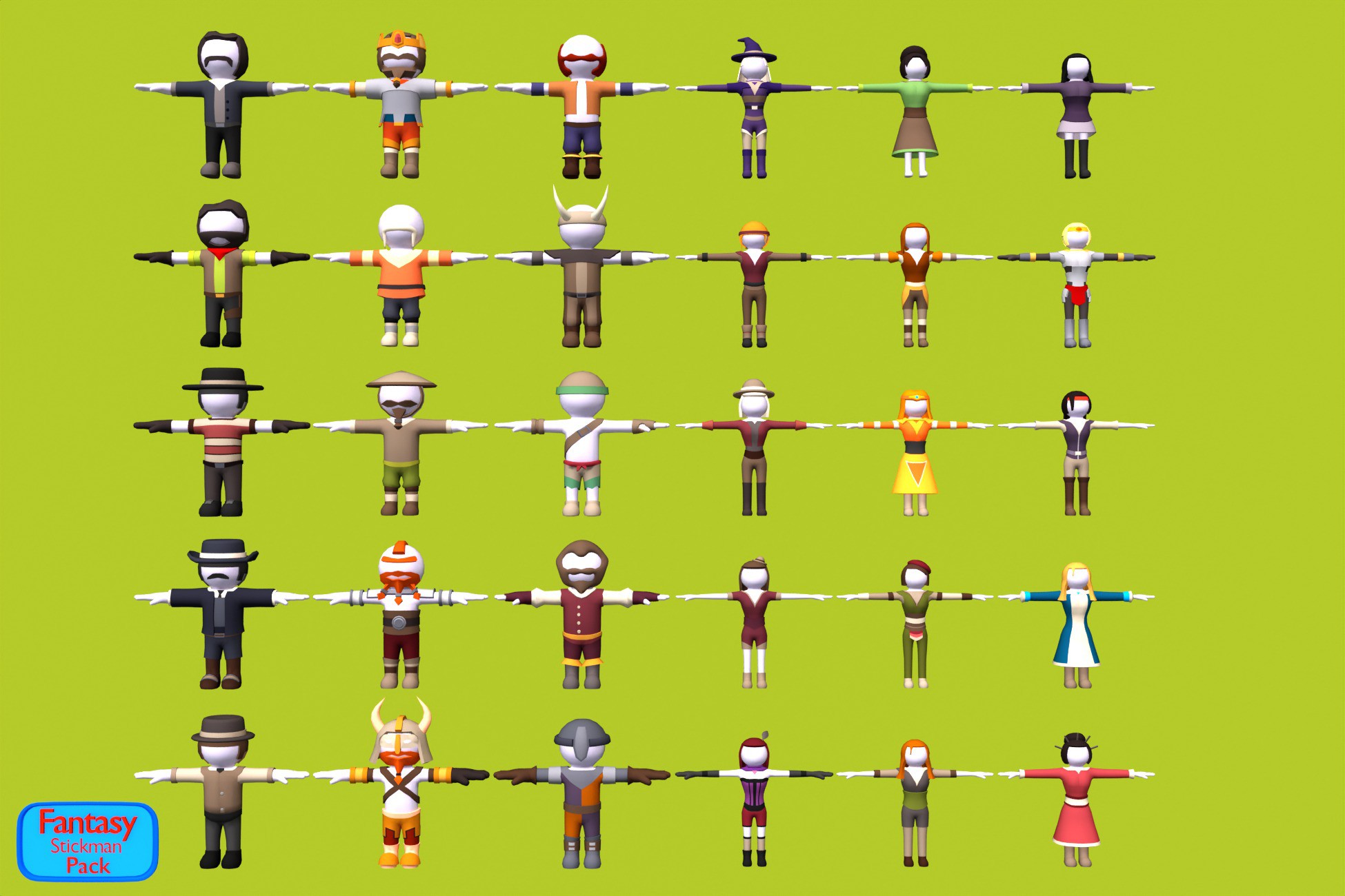 Fantasy Stickman-Stickwoman Pack | 3D Characters | Unity Asset Store