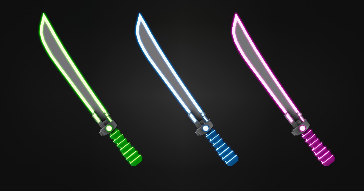 Neon Cyber Weapon Pack - Katana | 3D 무기 | Unity Asset Store