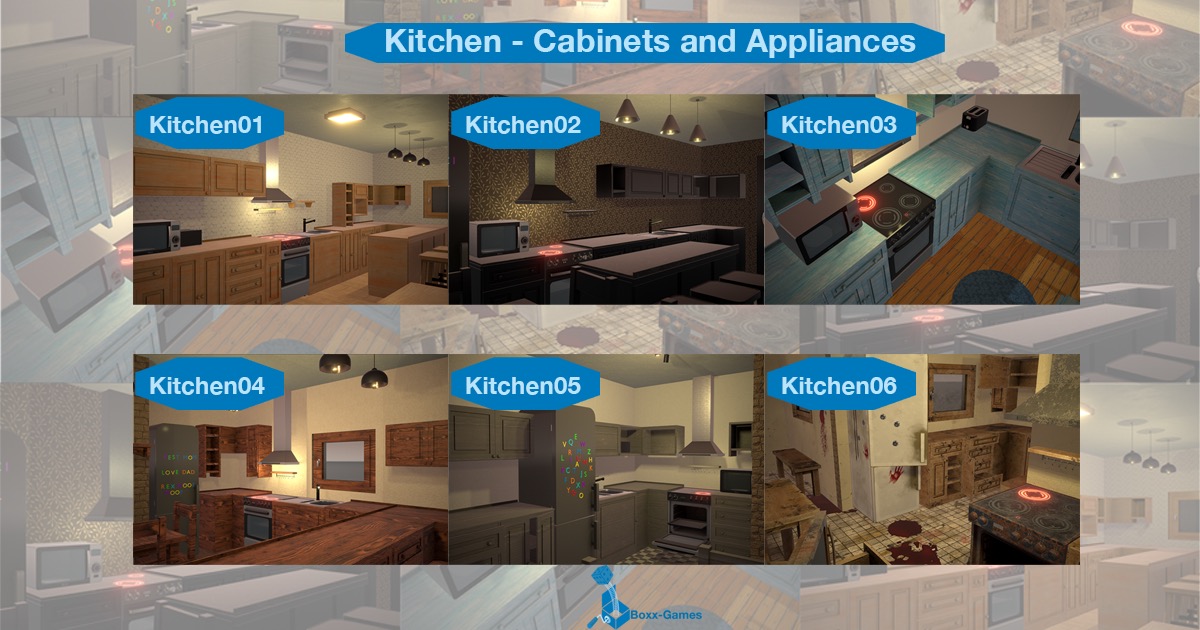 Kitchen - Cabinets and Appliances | 3D Interior | Unity Asset Store