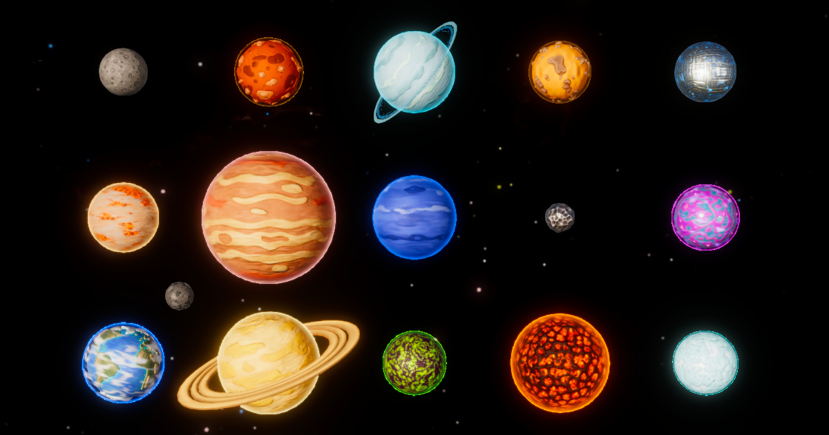 16 Stylized Planets Pack | 3D Sci-Fi | Unity Asset Store
