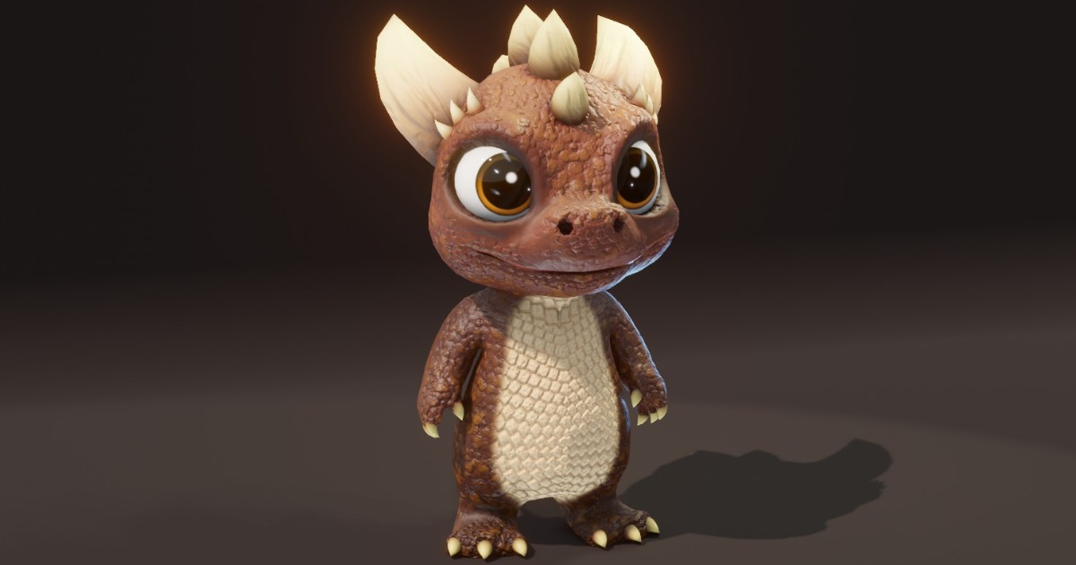 Cartoon Brown Dinosaur 3D Model (Low-Poly, Game-Ready, Animated, Built ...