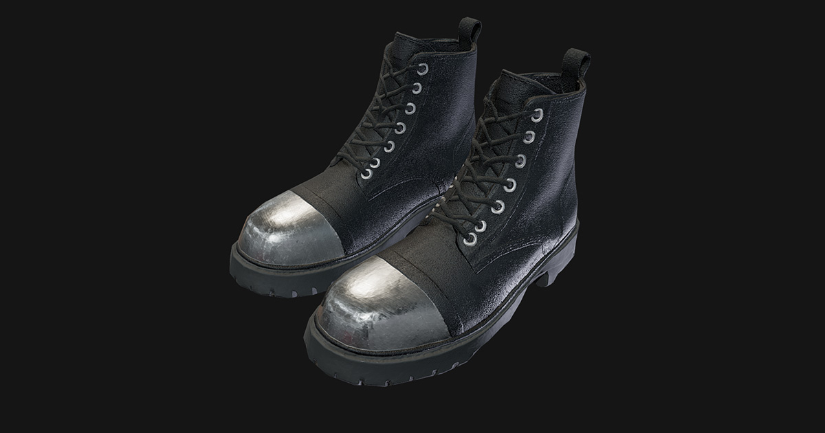 Metal Toe Cap Combat Boots Game-Ready 3D Model | Props | Unity Asset Store